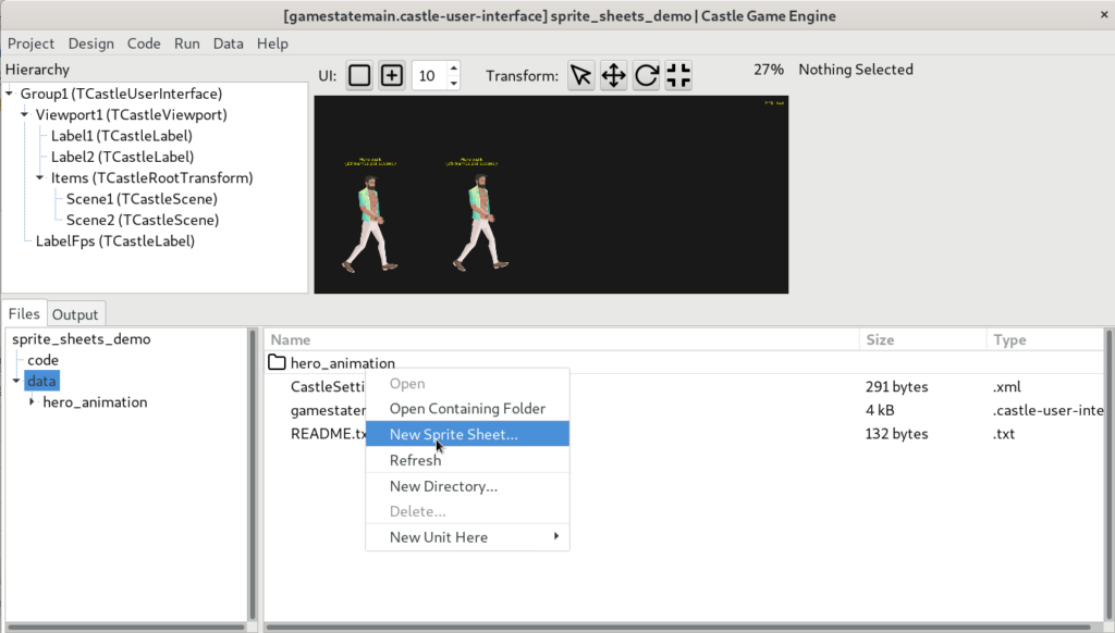 New sprite sheet menu – Castle Game Engine