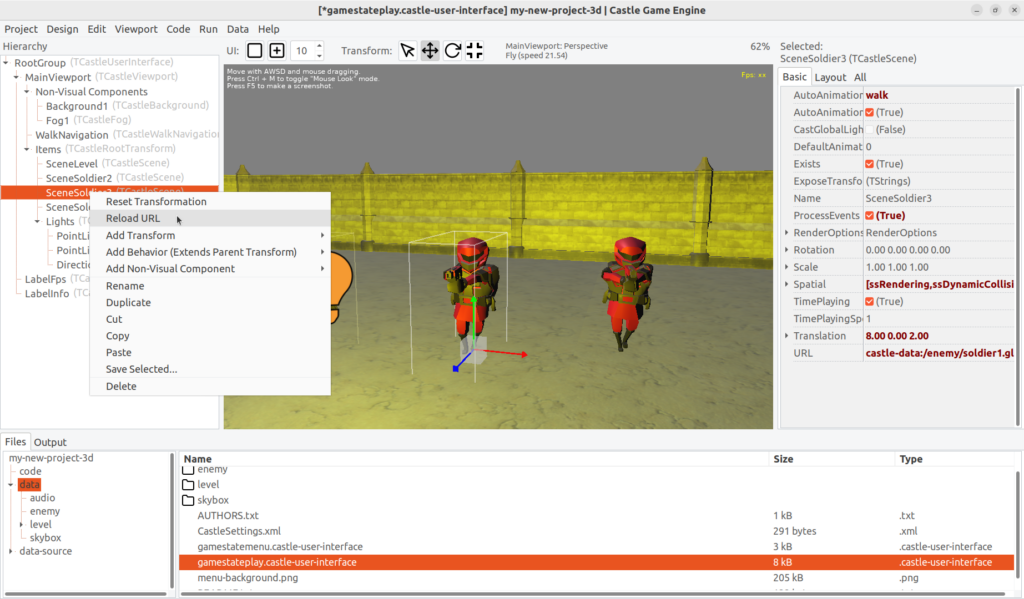 Context Menu With Component Actions Castle Game Engine